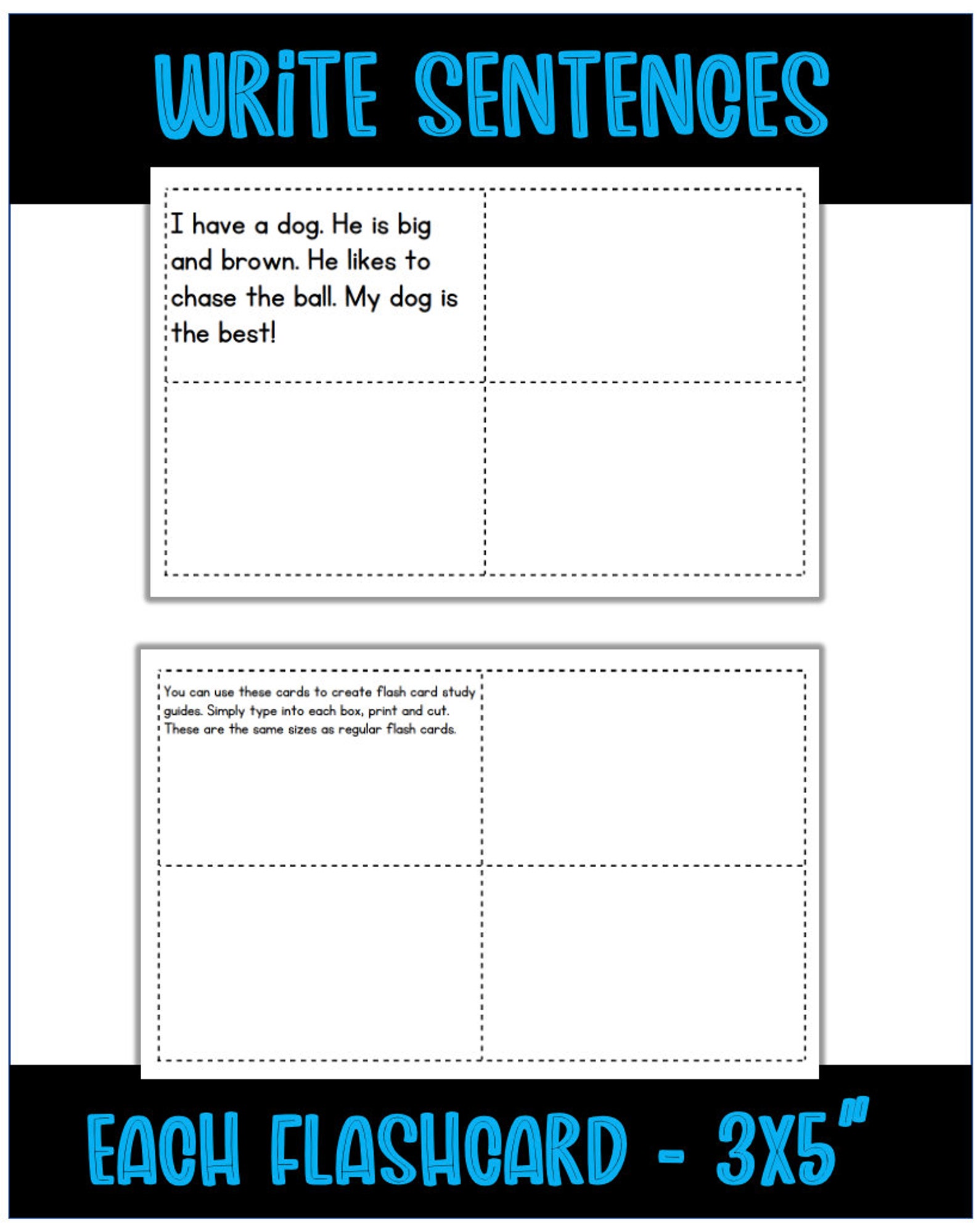 Editable 3x5 Flash Cards With Dotted Lines 4 per Page Flashcards ...
