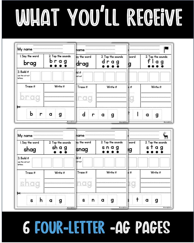 CVC -ag Word Family Worksheets | CVC Words | Kindergarten Reading ...