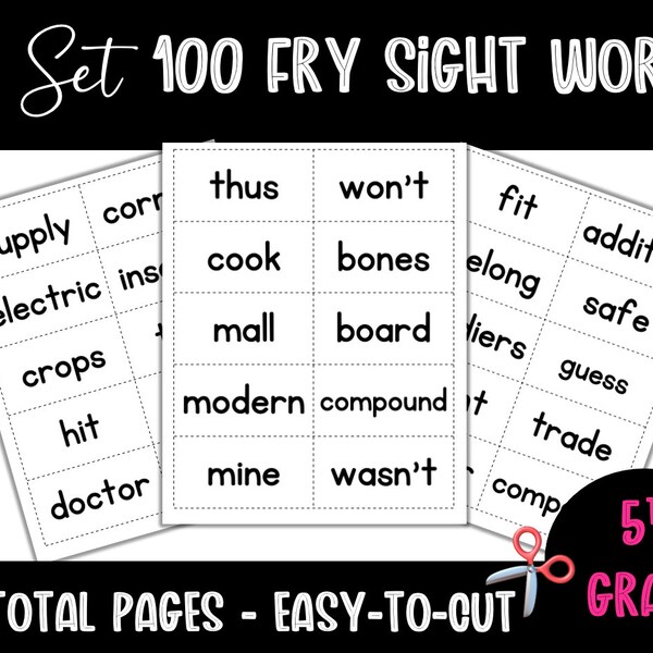 5th Grade Sight Words - Etsy
