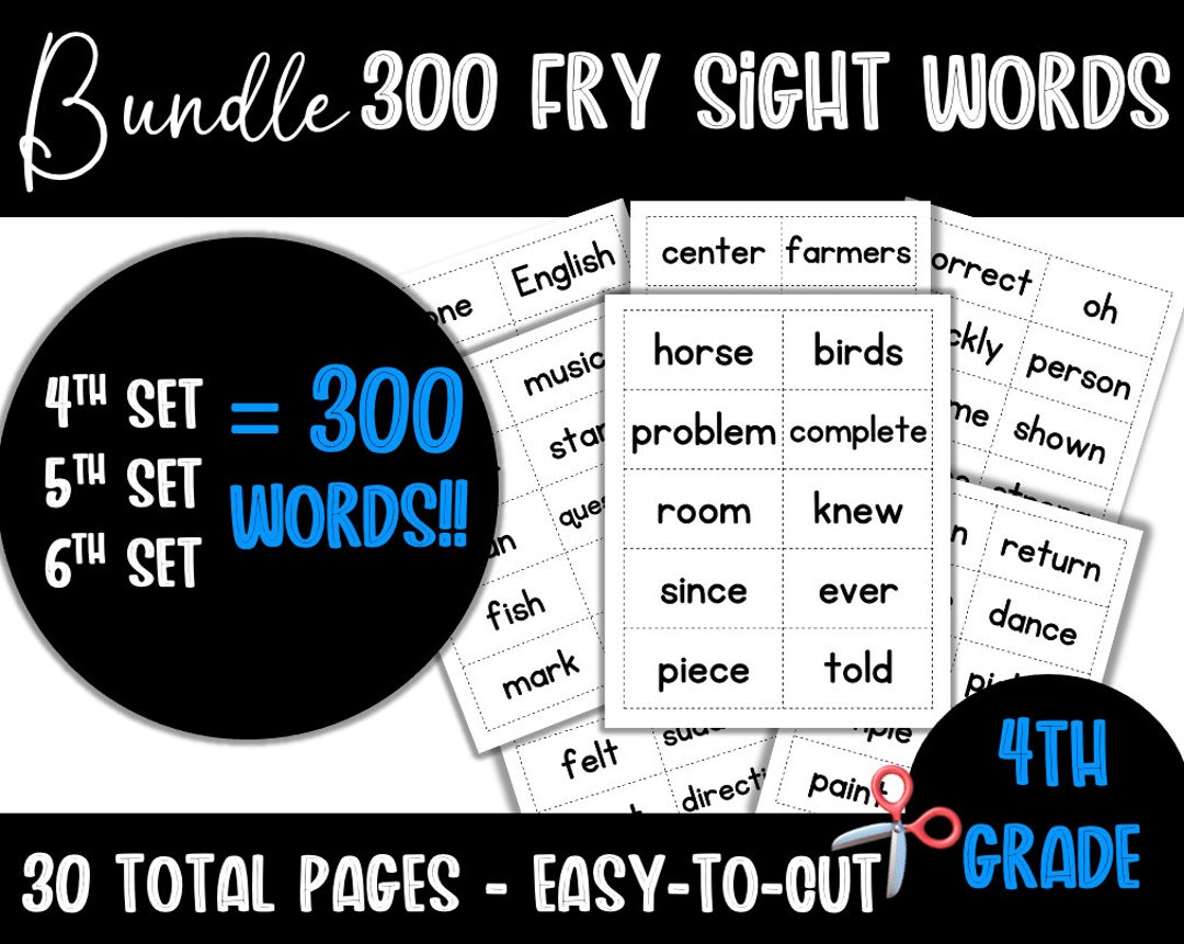 BUNDLE 300 Fry Sight Words Downloadable Fry Sight Words Printable Sight ...