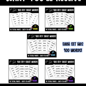 1,000 Fry Sight Words Downloadable BIG BUNDLE | Sight Words Printable ...