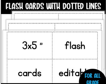 Editable Flash Cards With Dotted Lines - 10 per Page | Flashcards ...