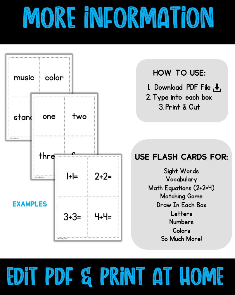 Editable Flash Cards With Dotted Lines - 4 per Page Portrait ...
