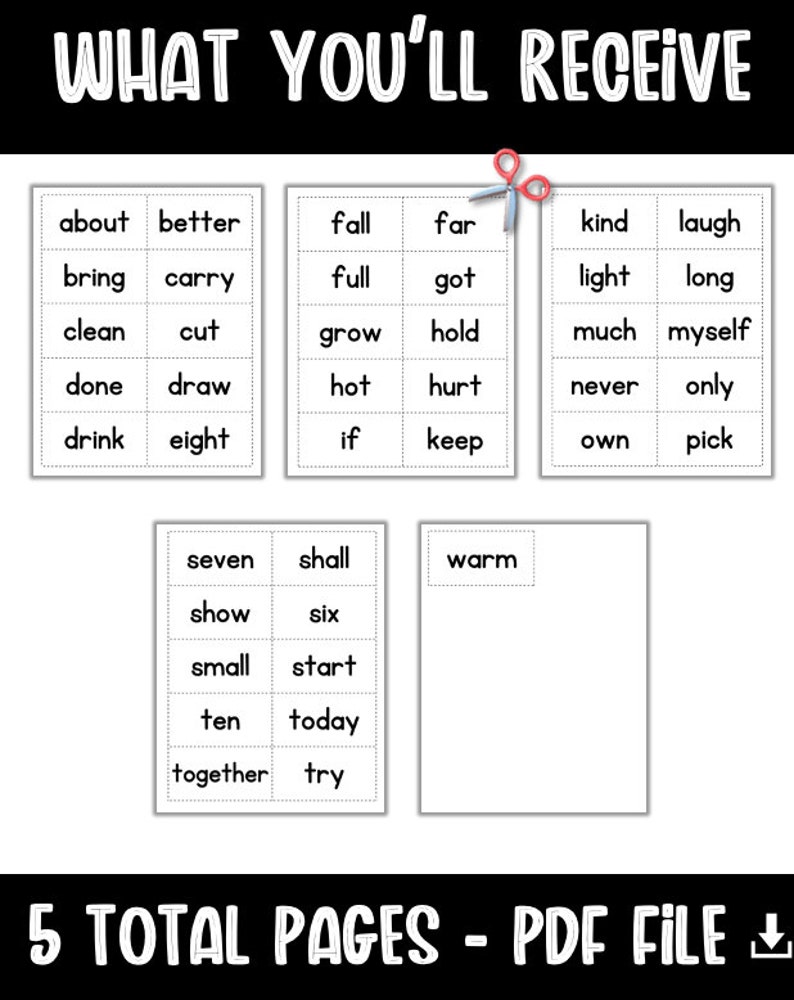 Third Grade Dolch Sight Words Downloadable | Third Grade Flash Cards ...