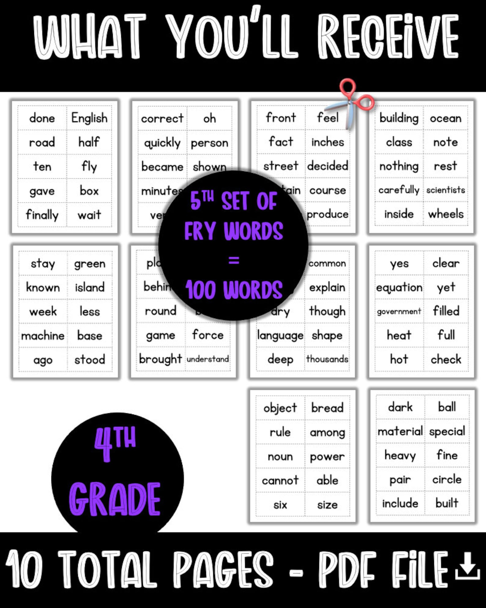 BUNDLE 300 Fry Sight Words Downloadable Fry Sight Words Printable Sight ...