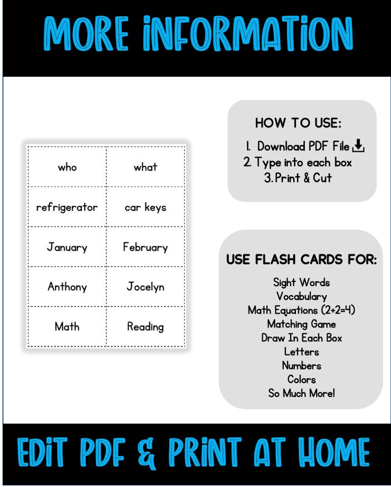 15 Blank Pages of Editable Flash Cards With Dotted Lines - 10 per Page ...