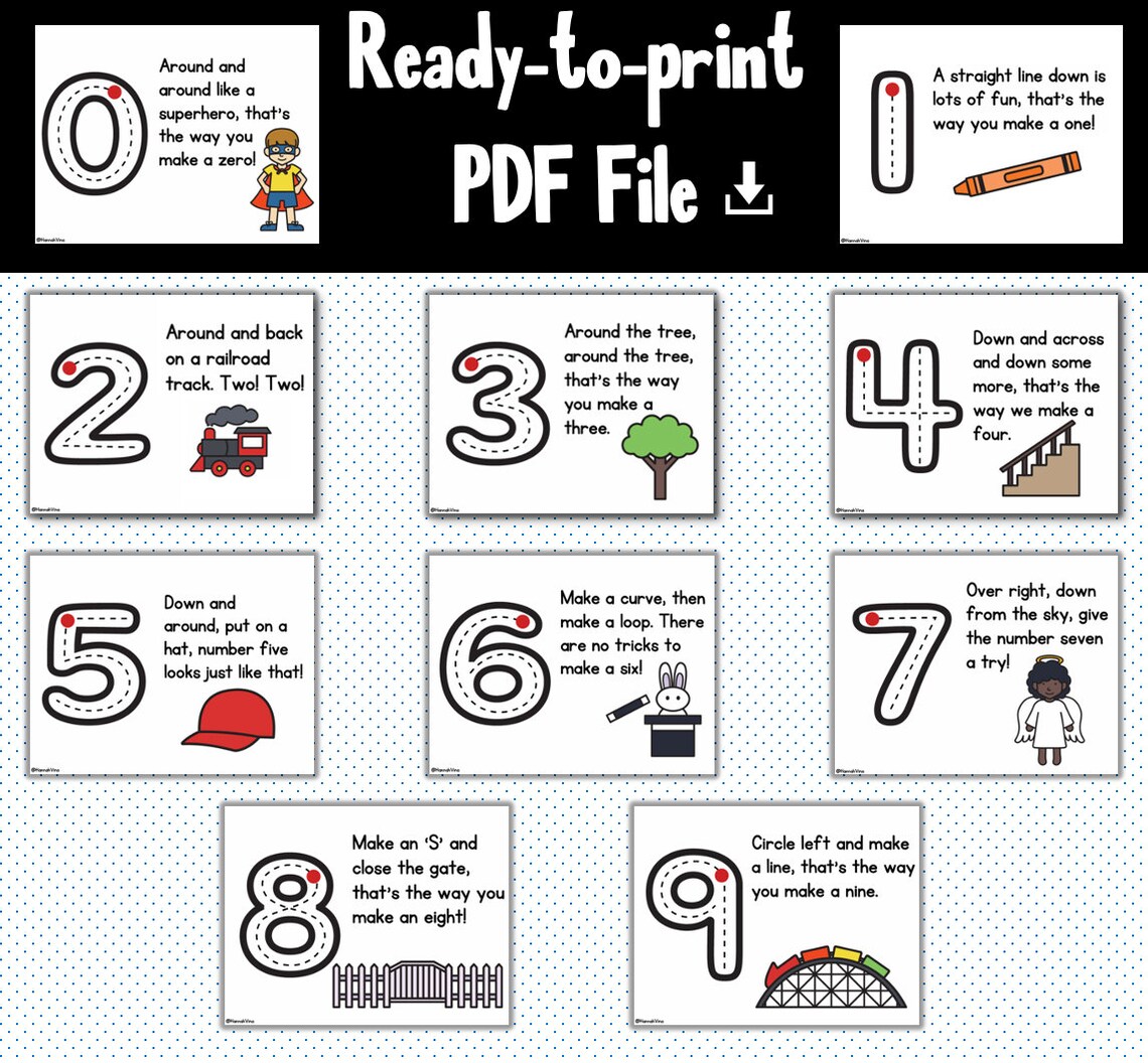 Number Formation Rhymes Printable - - Fun & Educational PDF for Kids ...
