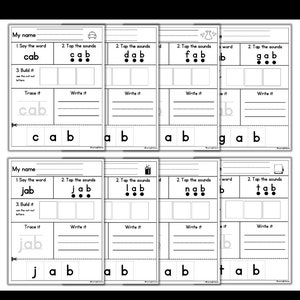 CVC -ab Word Family Worksheets | CVC Words | Kindergarten Reading ...
