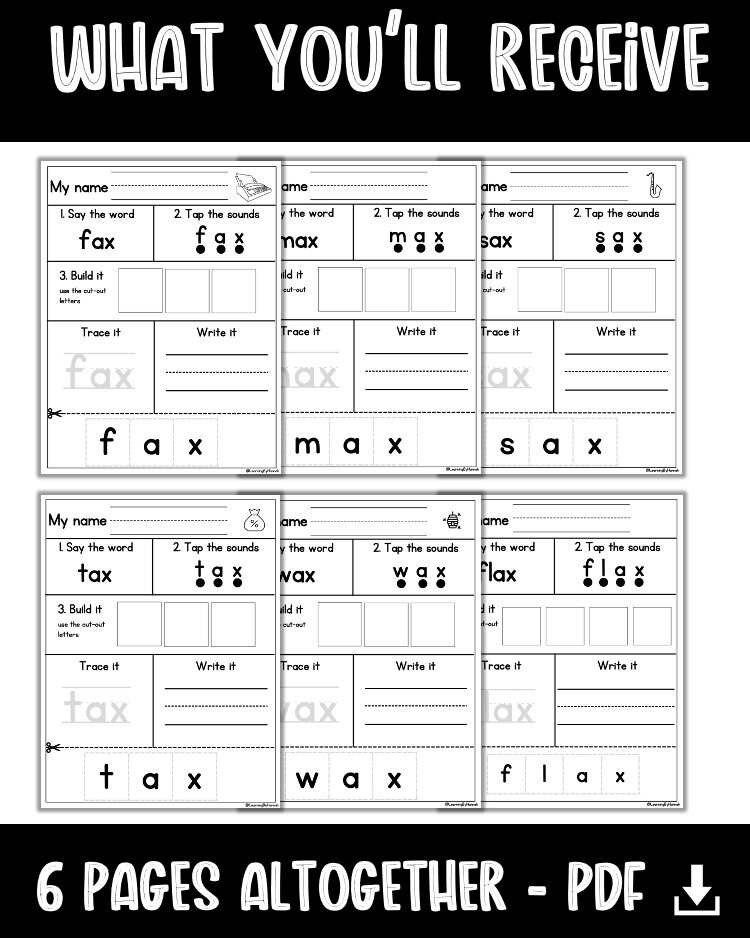 CVC ax Word Family Worksheets CVC Words Kindergarten Reading ...