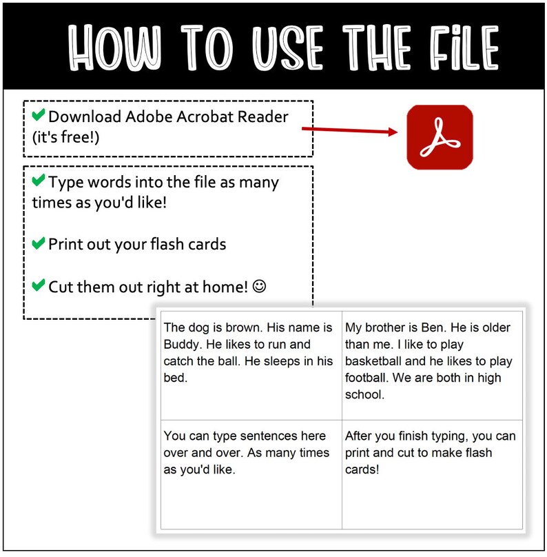 Editable 3x5" Flash Cards for Writing Sentences | Flashcards Template ...
