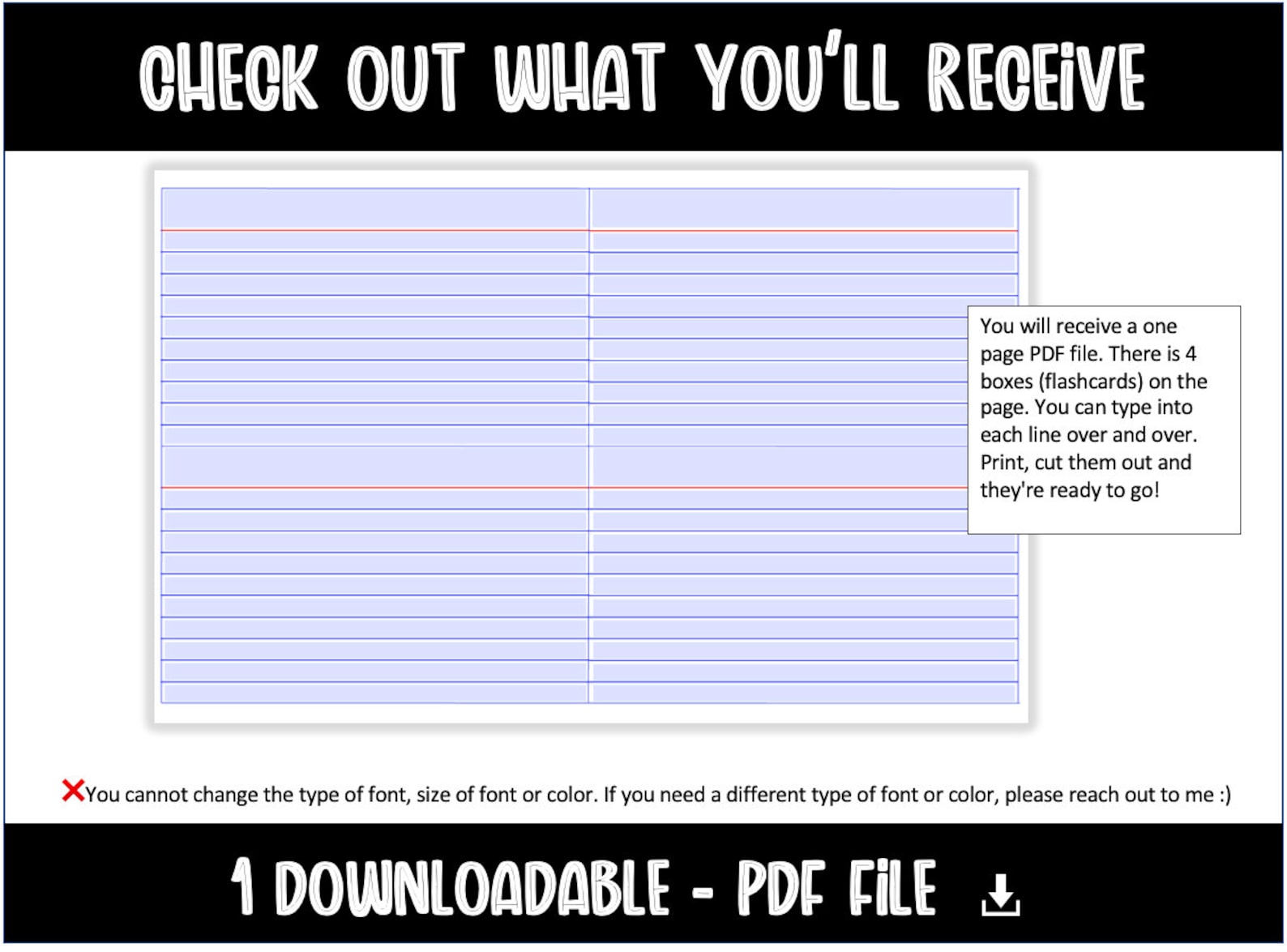 Editable Index Card Template - PDF FILE - Etsy
