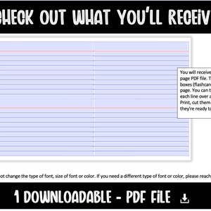 Editable Index Card Template - PDF FILE - Etsy