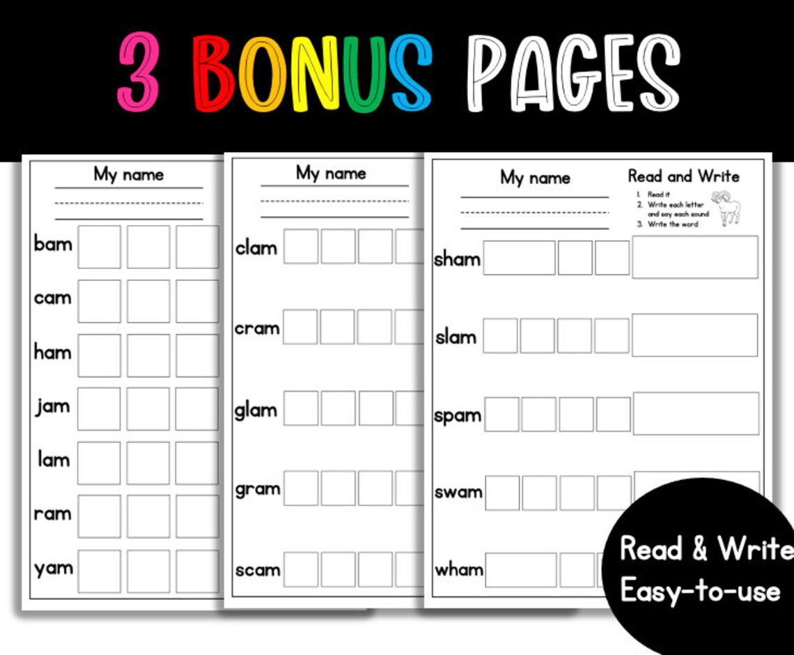 CVC -am Word Family Worksheets | CVC Words | Kindergarten Reading ...