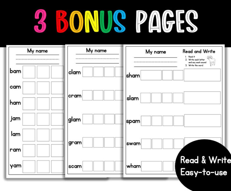 CVC -am Word Family Worksheets | CVC Words | Kindergarten Reading ...