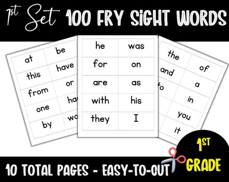 First 100 Fry Sight Words Downloadable Sight Word Printable - Etsy