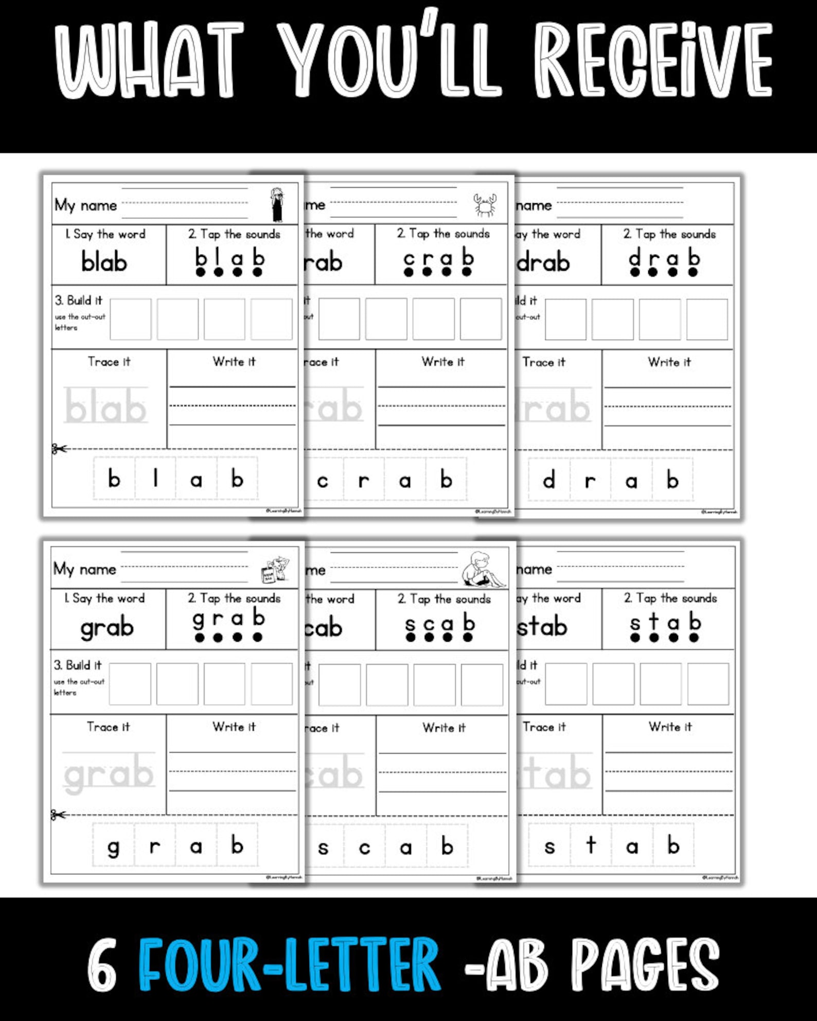 CVC -ab Word Family Worksheets | CVC Words | Kindergarten Reading ...