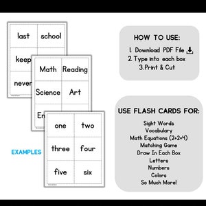 Editable Flash Cards With Dotted Lines - 6 per Page | Flashcards ...