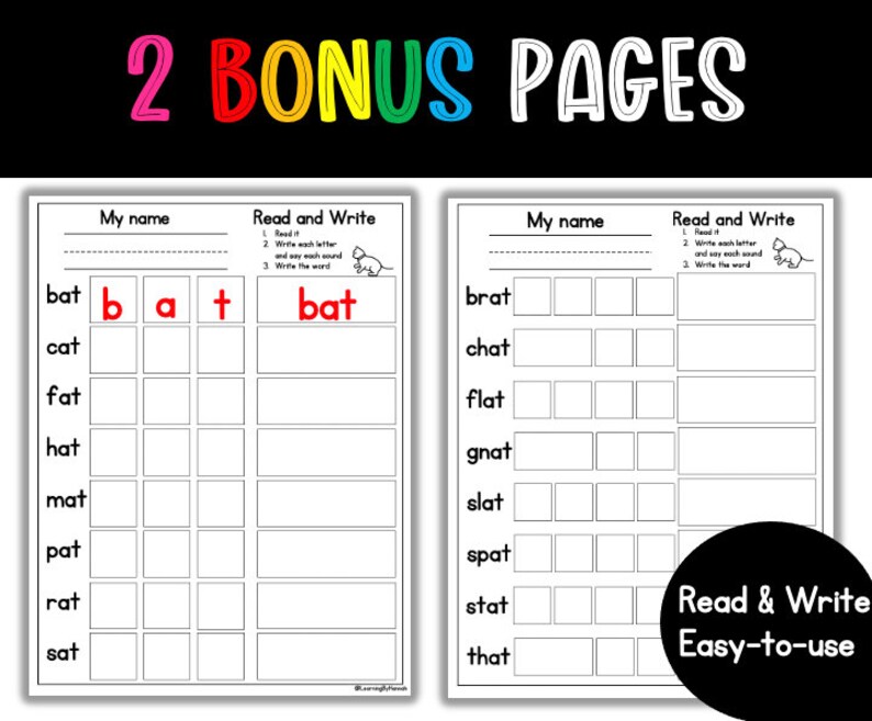 CVC -at Word Family Worksheets | CVC Words | Kindergarten Reading ...