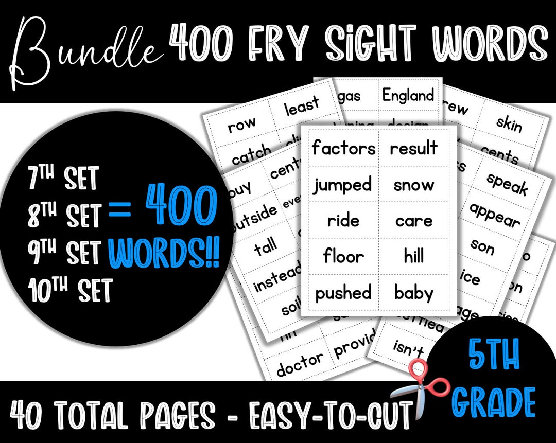 BUNDLE 400 Fry Sight Words Downloadable Fry Sight Words - Etsy