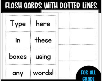 Editable 3x5" Flash Cards With Dotted Lines - 4 per Page | Flashcards ...