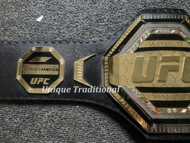 New UFC World Wrestling Championship Belt Adult Size Dual Gold Plated ...