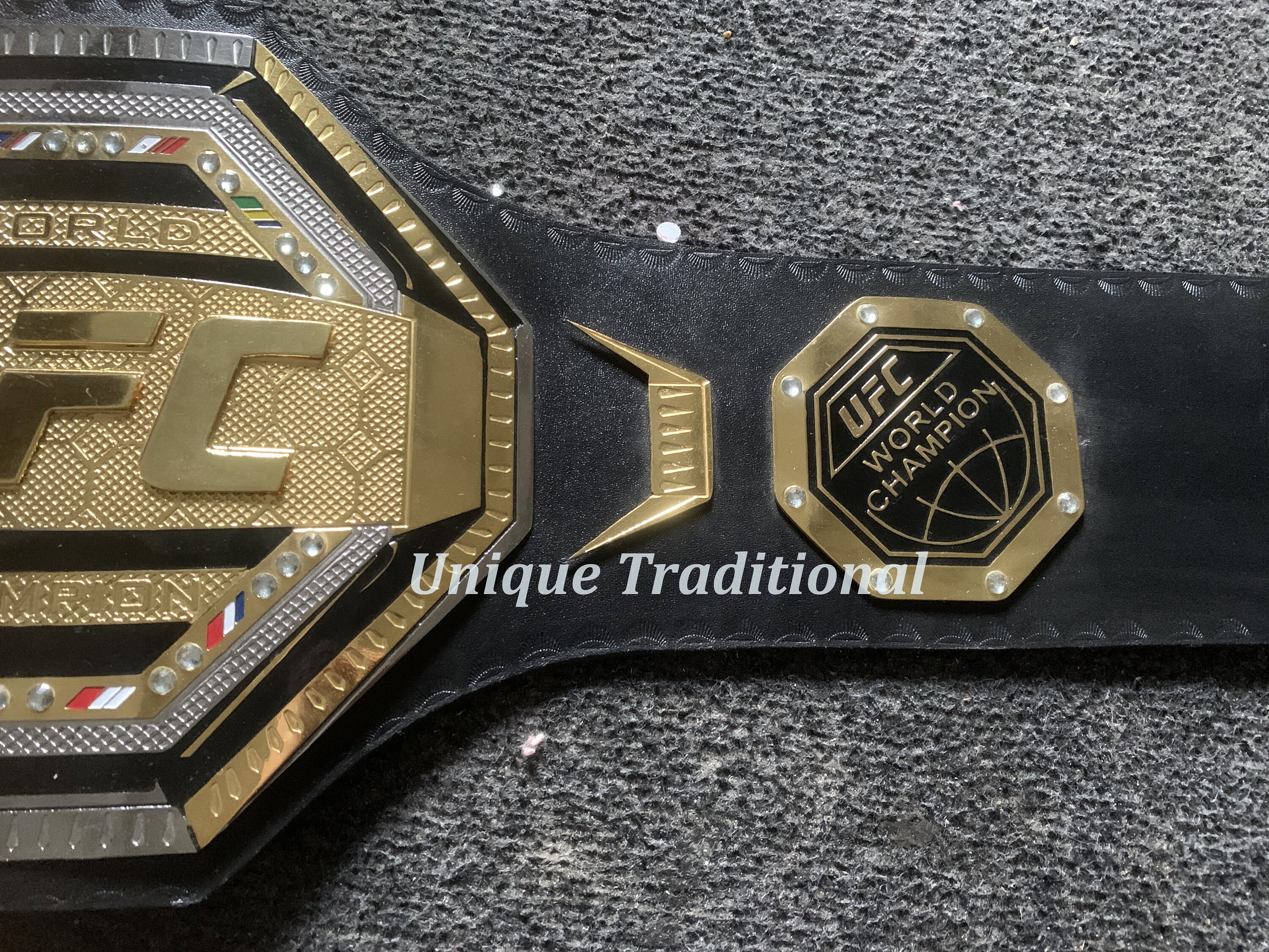 New UFC World Wrestling Championship Belt Adult Size Dual Gold Plated ...