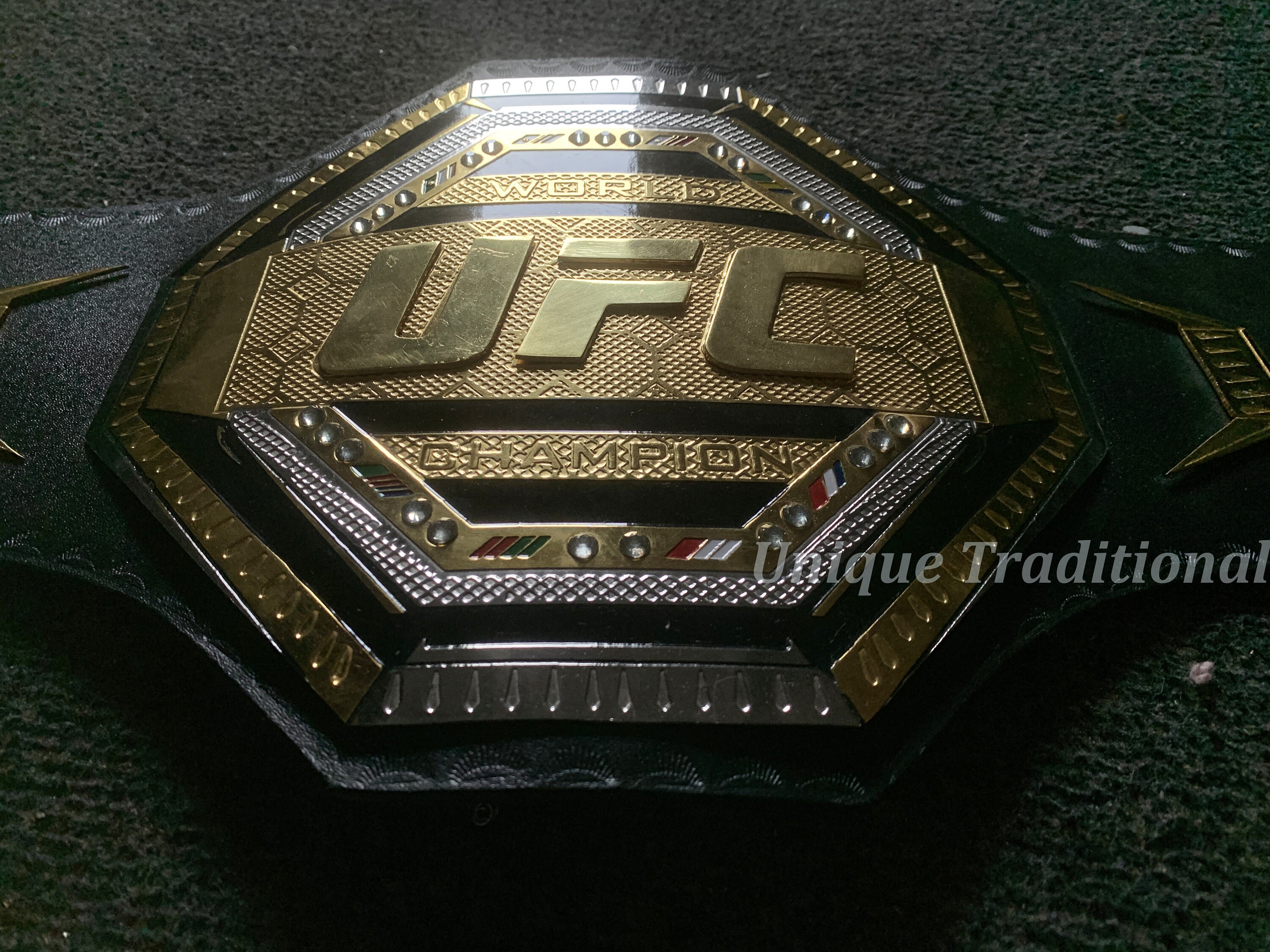New UFC World Wrestling Championship Belt Adult Size Dual Gold Plated ...