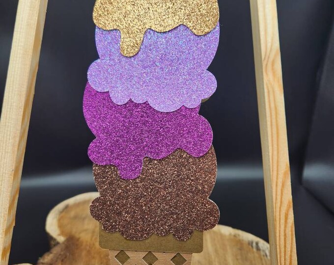 Triple Scoop Ice Cream Cone Card Any Occasion Etsy