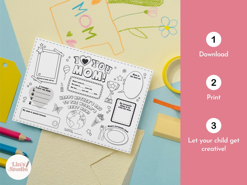 Mother’s Day Printable Coloring Page, All About Mom Fill in Template ...