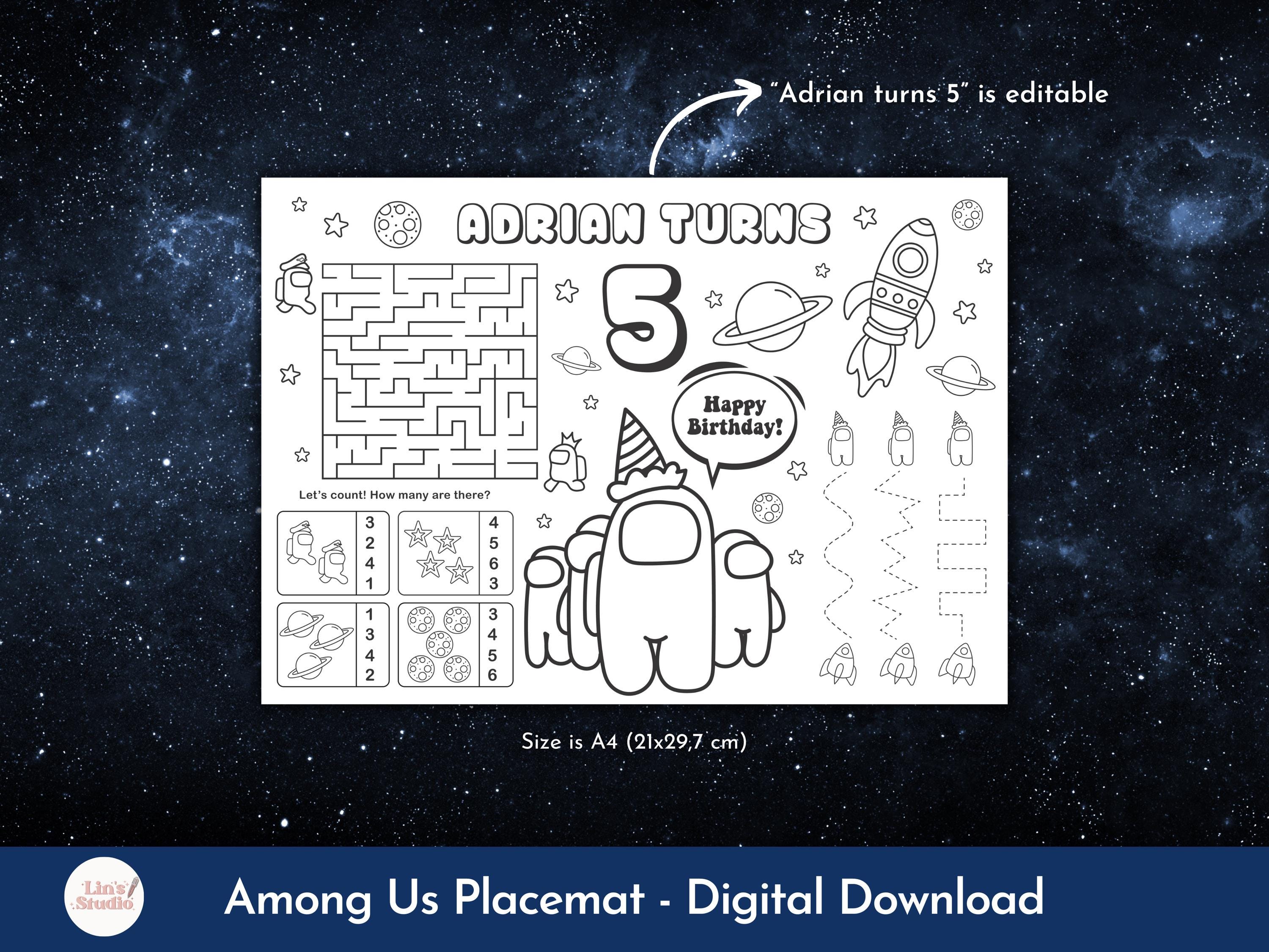 Among Us Activity Sheet, Coloring Placemat, Birthday Kids Activity, Any ...