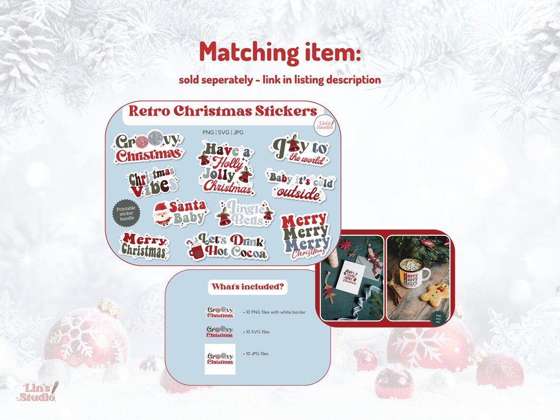 Printable Groovy Christmas Gift Tags, Editable in Corjl, DIY Holiday ...