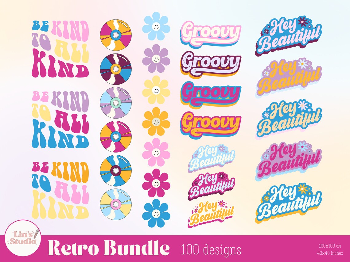 Retro SVG Bundle Groovy Designs Cricut Boho Inspirational - Etsy