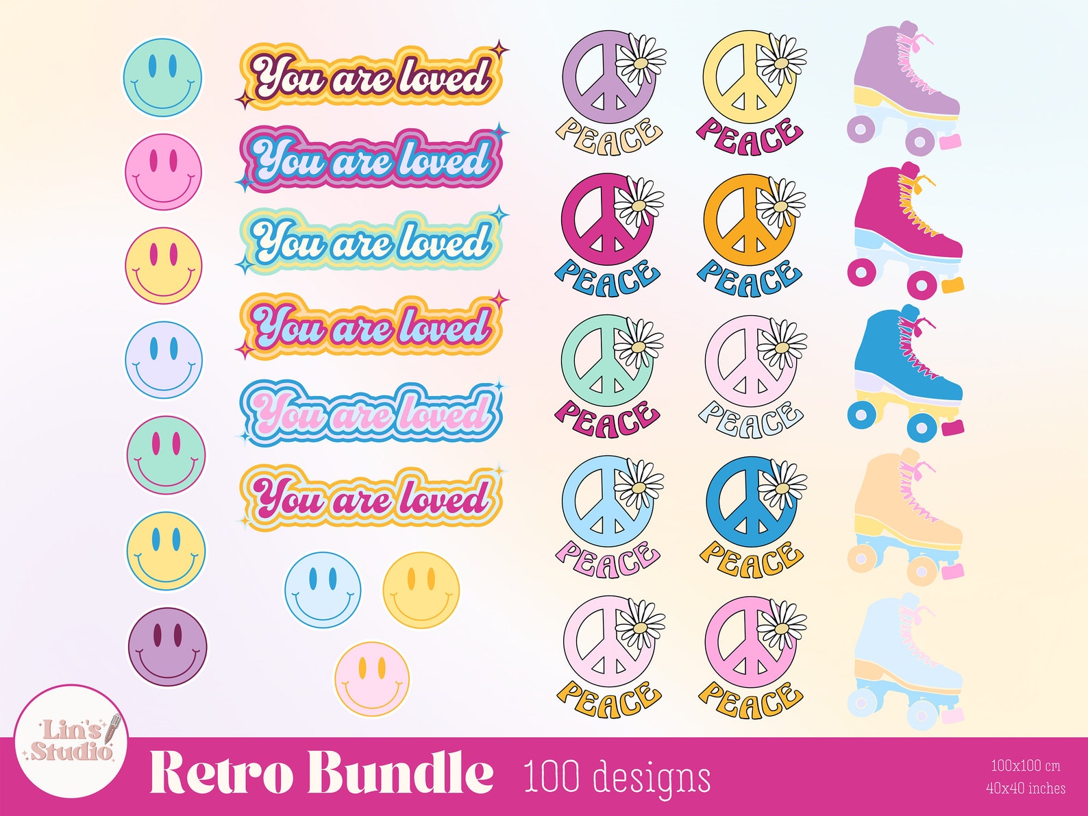 Retro SVG Bundle Groovy Designs Cricut Boho Inspirational - Etsy