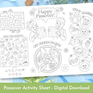 Passover Activity Sheet, Pesach Coloring Page, Seder Plate Placemat ...