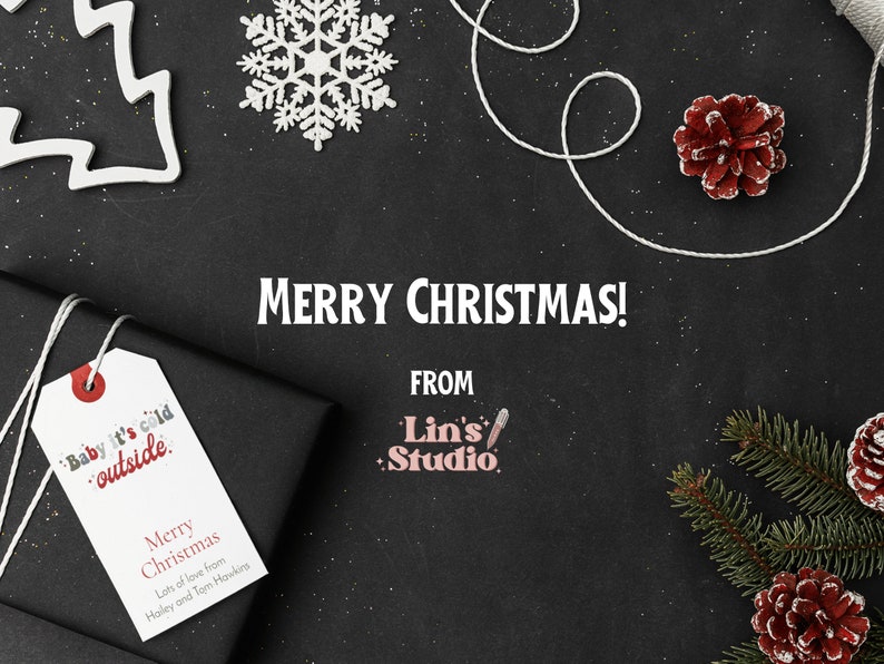 Printable Groovy Christmas Gift Tags, Editable in Corjl, DIY Holiday ...