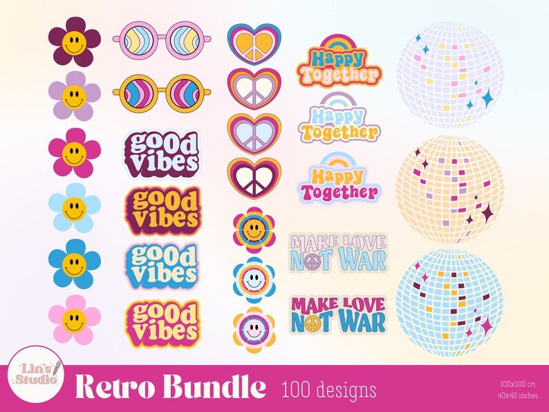 Retro SVG Bundle Groovy Designs Cricut Boho Inspirational - Etsy