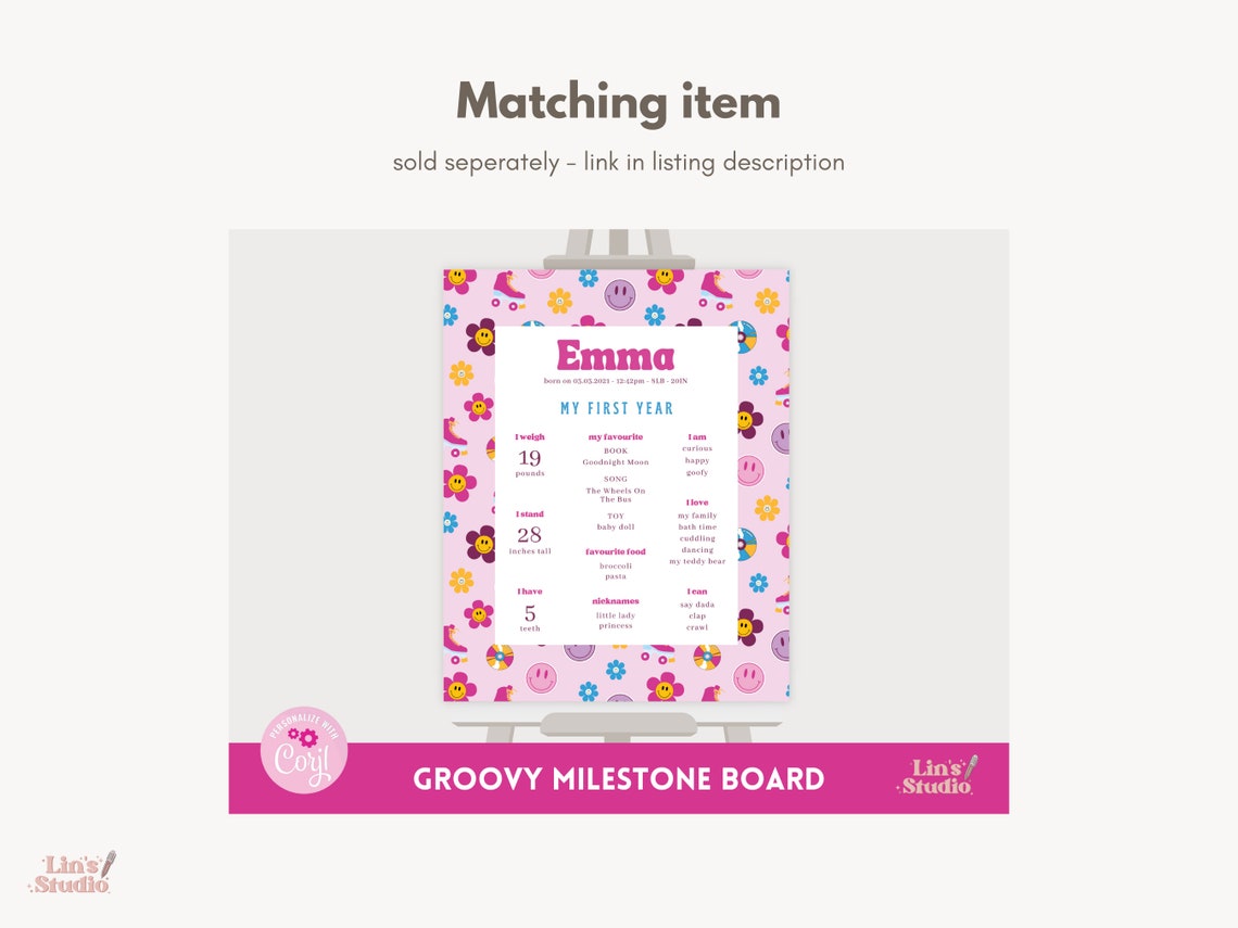 Groovy Water Bottle Label, Retro, Flower, Smiley Birthday, Groovy Party ...