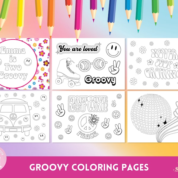 Retro Groovy Birthday Coloring and Activity Book - Etsy