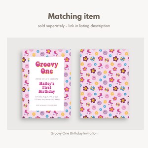 Groovy Water Bottle Label, Retro, Flower, Smiley Birthday, Groovy Party ...
