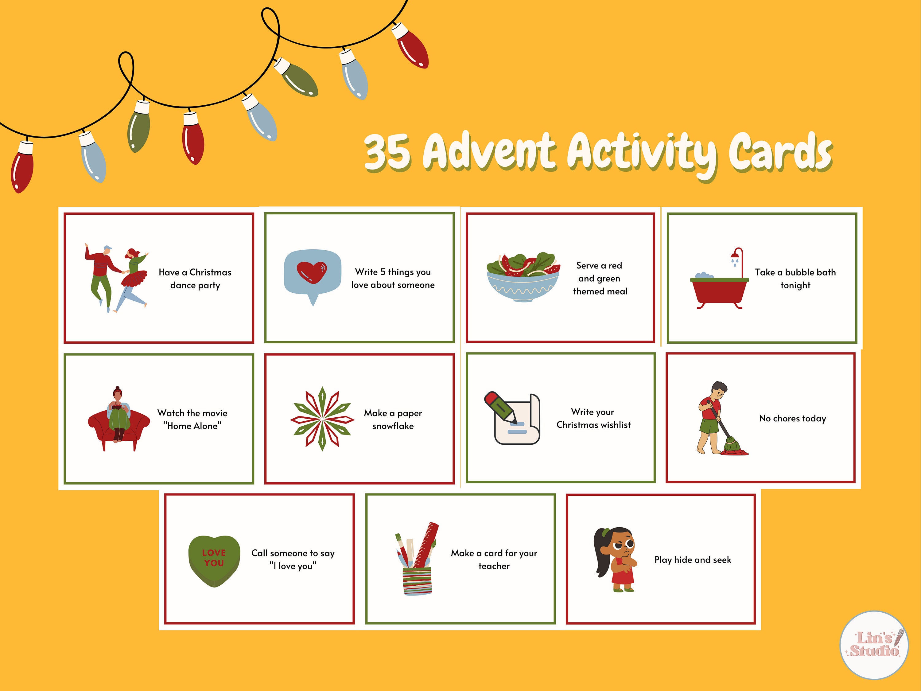 Christmas Advent Calendar Activity Cards Family Holiday - Etsy