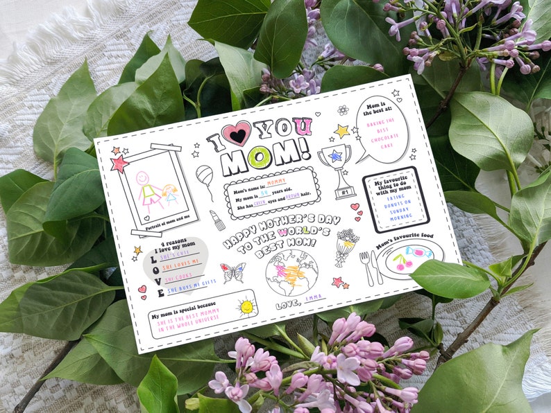 Mother’s Day Printable Coloring Page, All About Mom Fill in Template ...