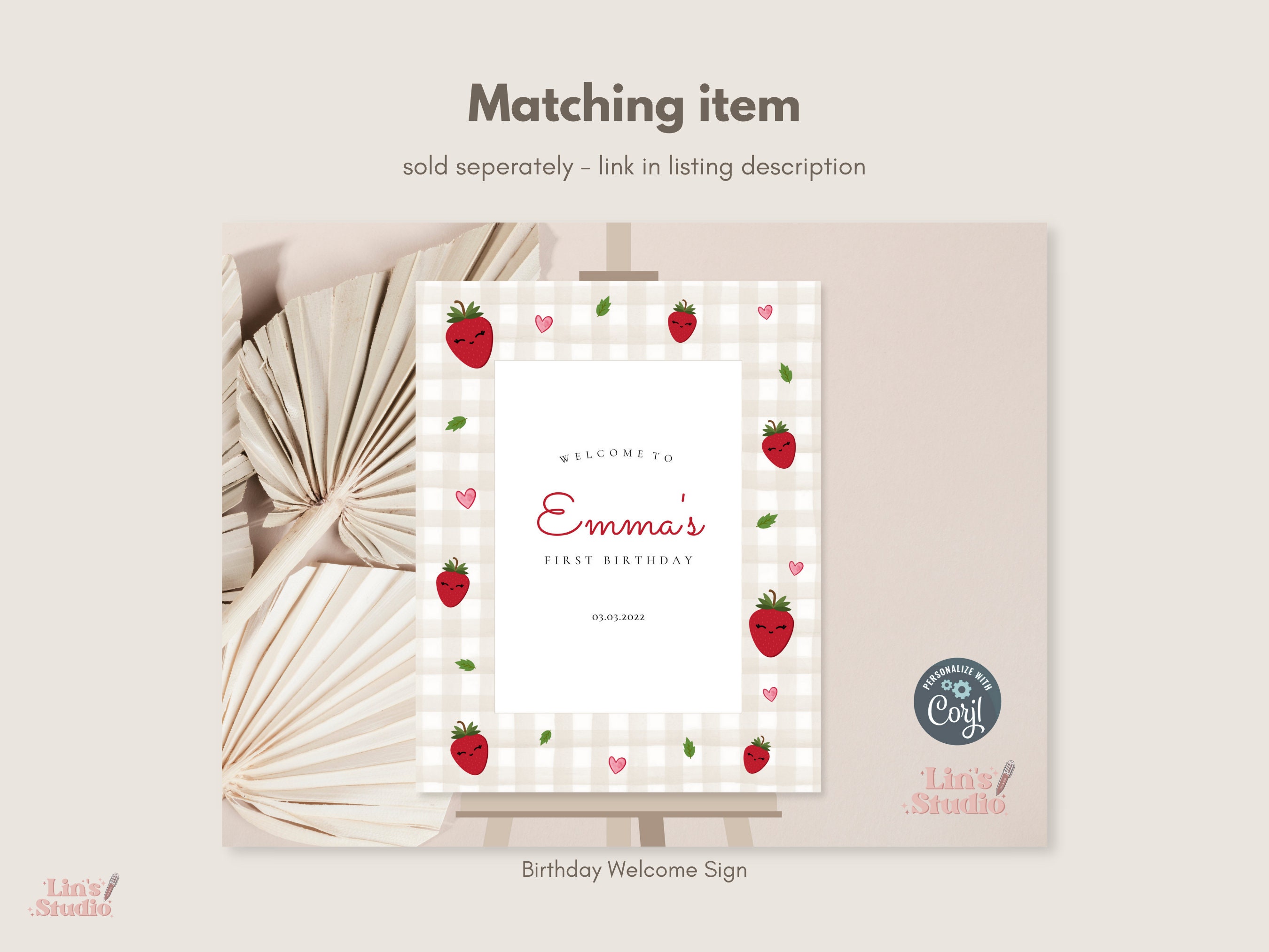 Strawberry Birthday Milestone Board, Berry First Birthday, Baby's 1st ...