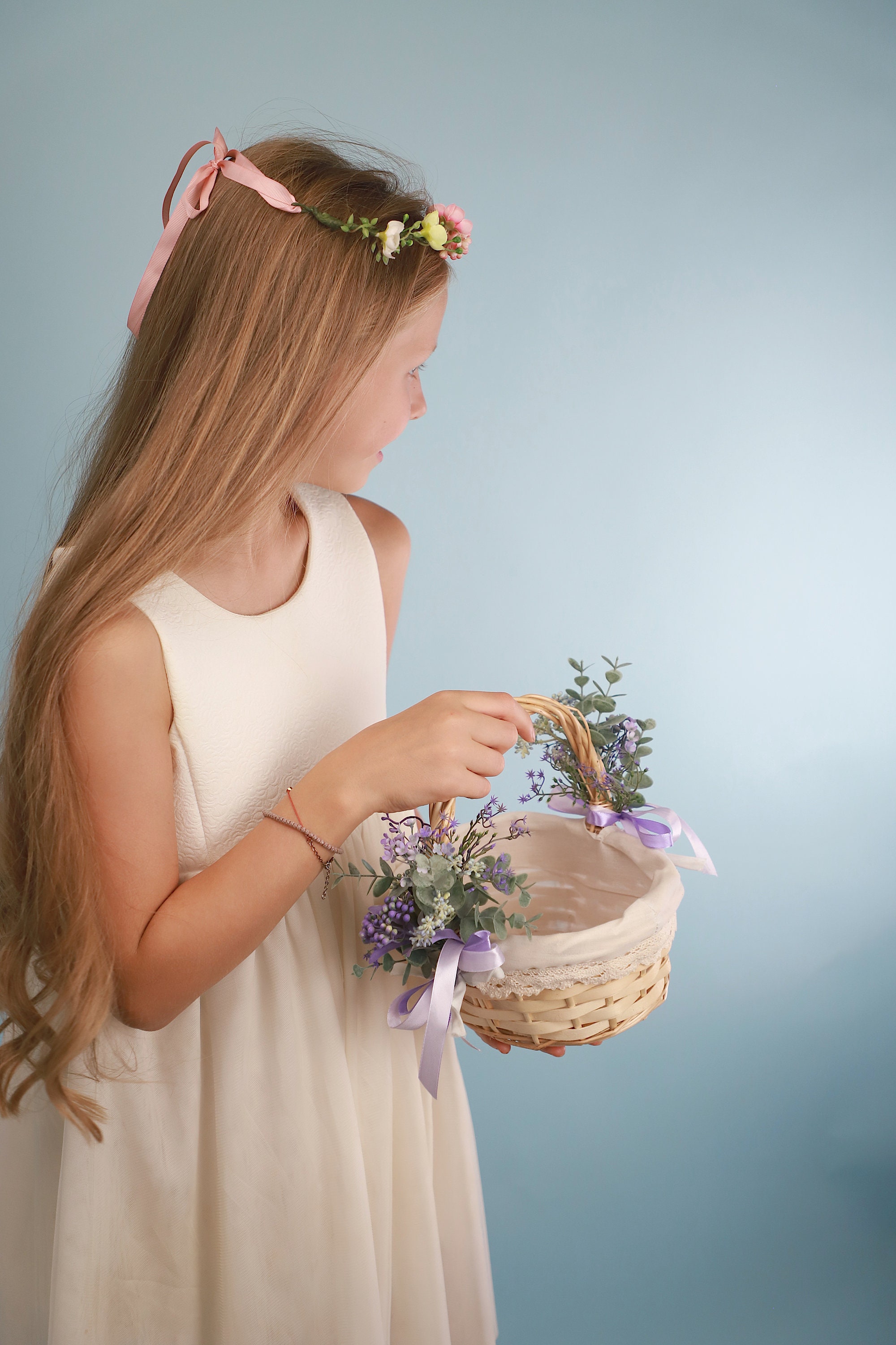 Lavender Flower Girl Basket - Etsy