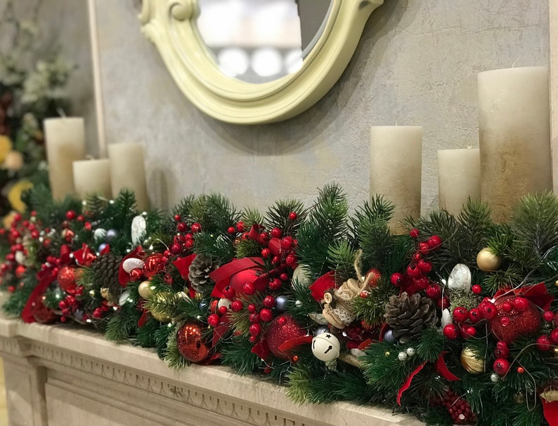 Christmas Garland With Red Berries - Etsy