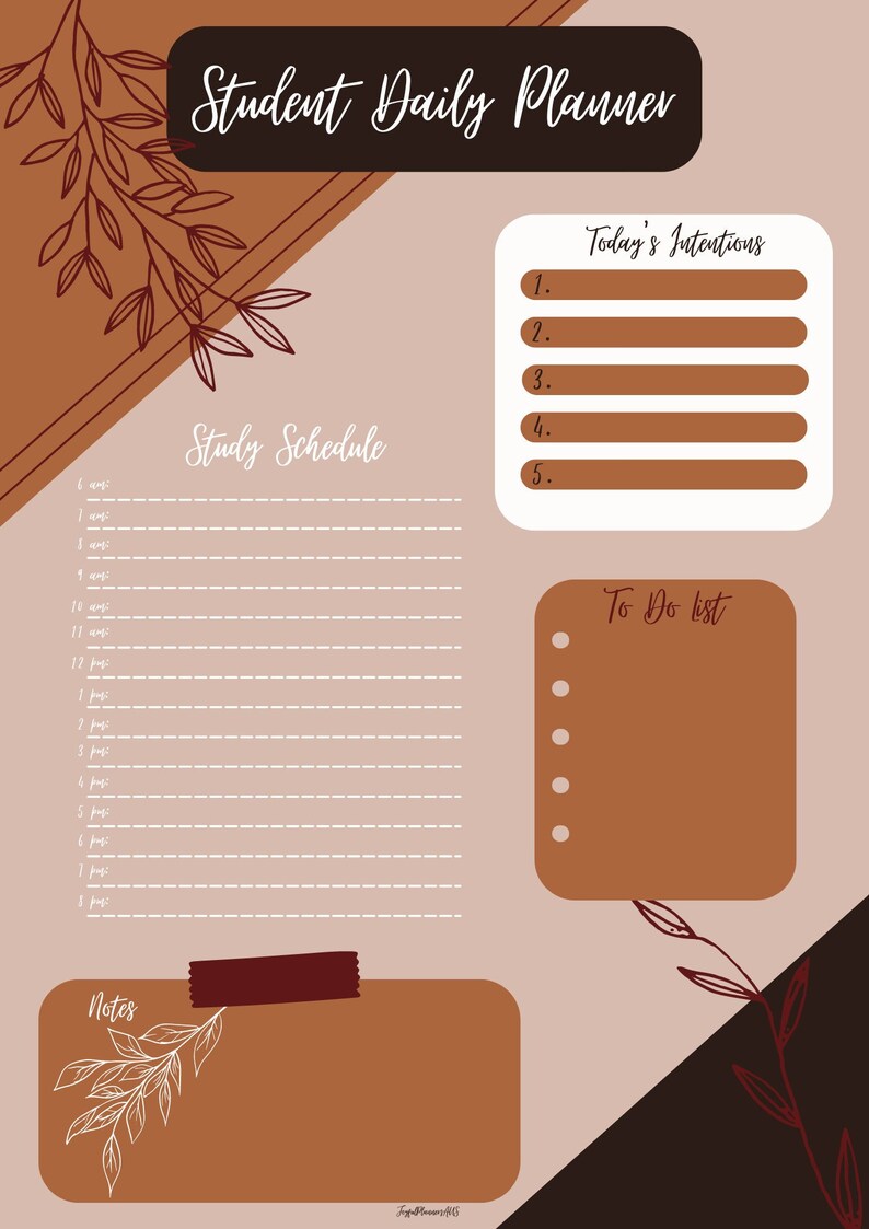 Student Daily Planner Autumn - Etsy