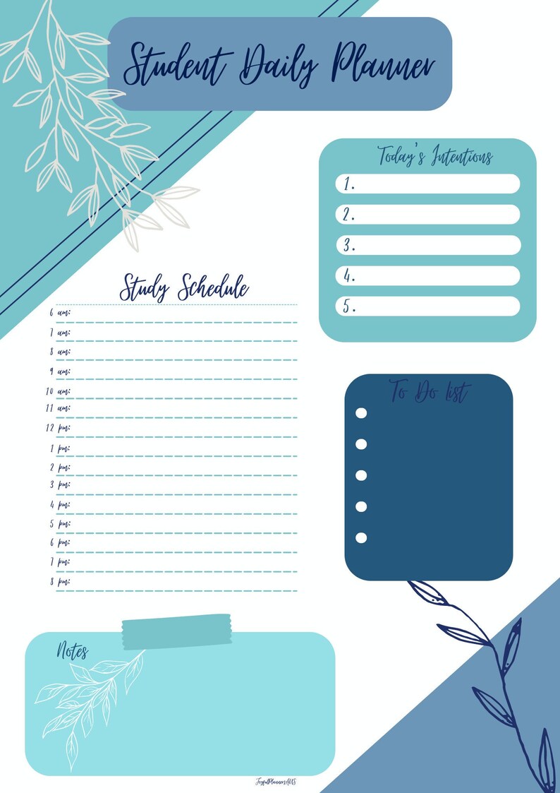 Student Daily Planner Teal - Etsy