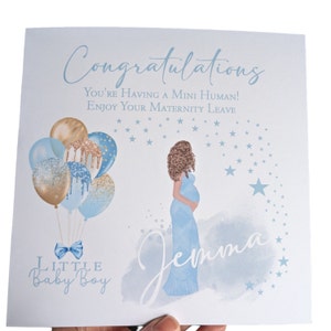 Maternity Leave Congratulations Card, Handmade Having a Baby Boy Card ...