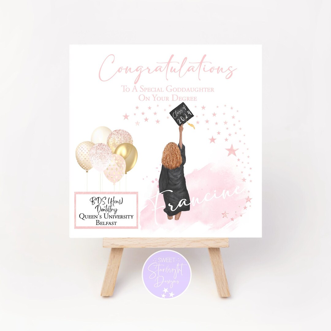 Graduation Congratulations Card for Goddaughter With Degree and ...