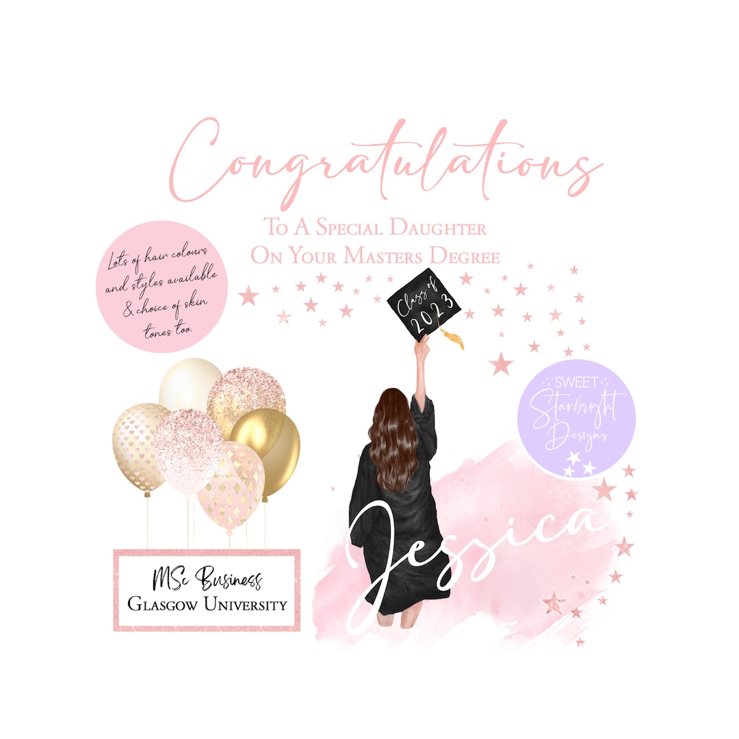 Masters Congratulations Graduation Card for Daughter With Degree and ...