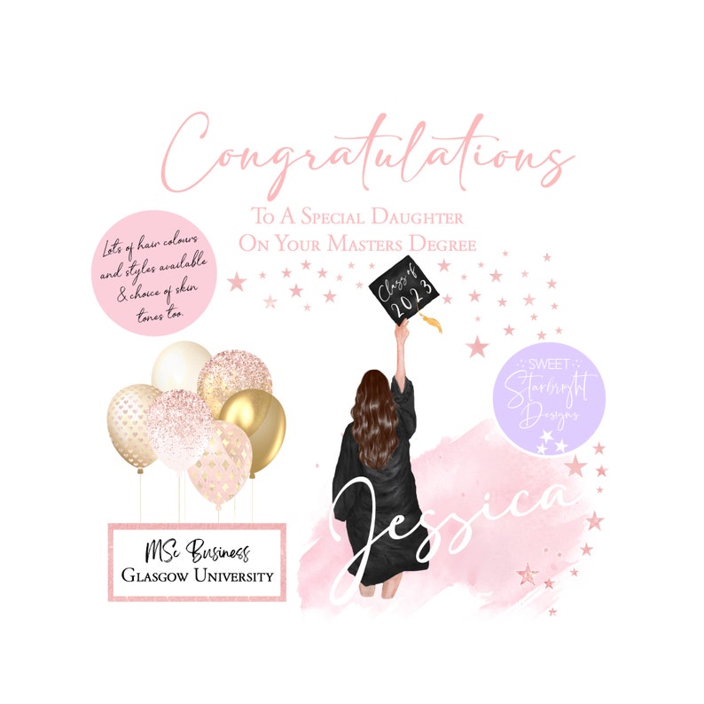 Masters Graduation Card for Daughter With Degree and University - Etsy UK